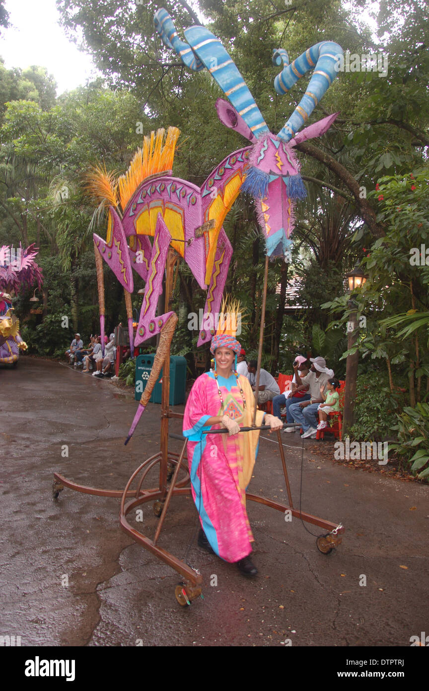 A animal looking float parading at Mickey's Jamming Jungle Parade in ...