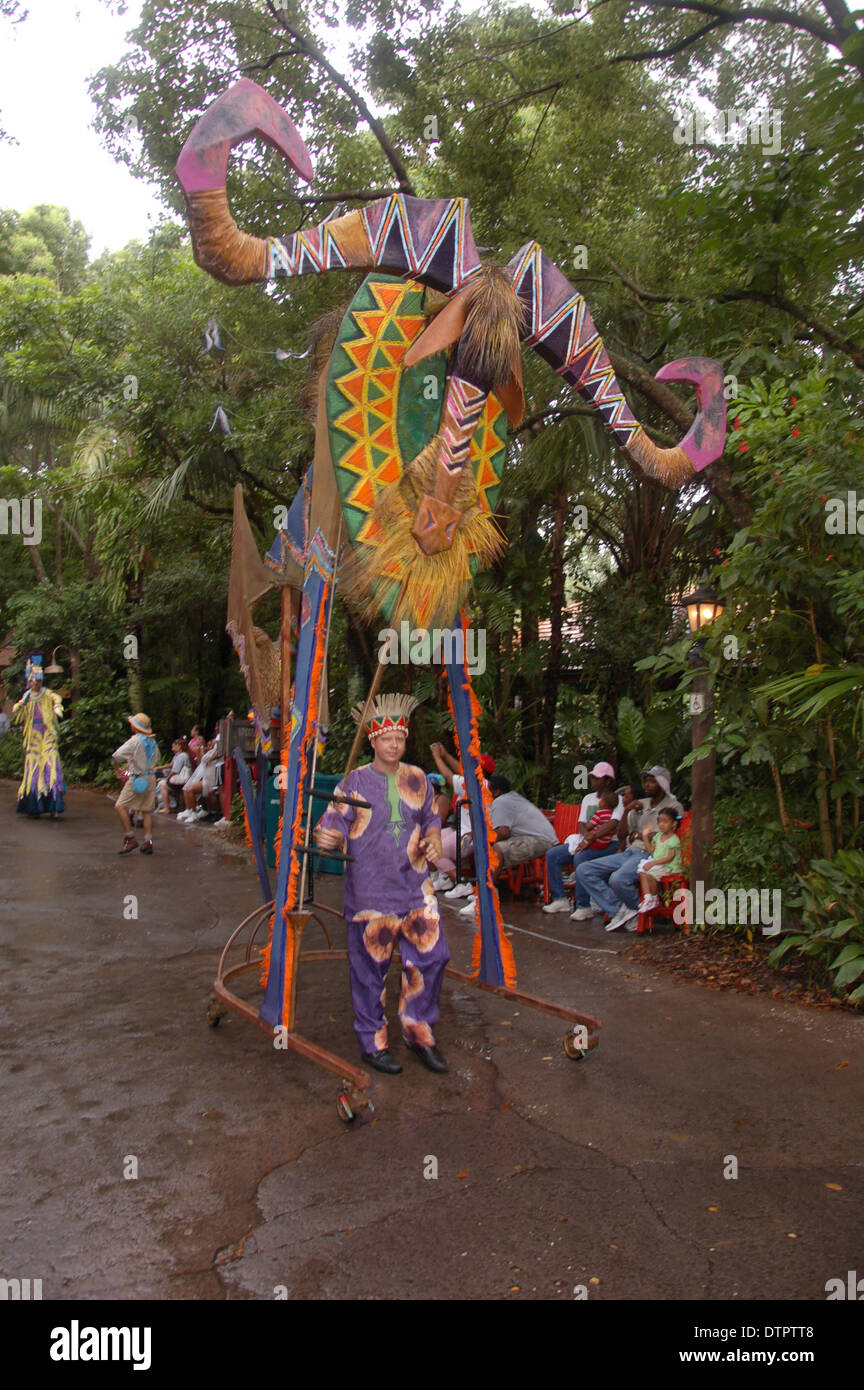 A monkey looking float parading at Mickey's Jamming Jungle Parade in ...