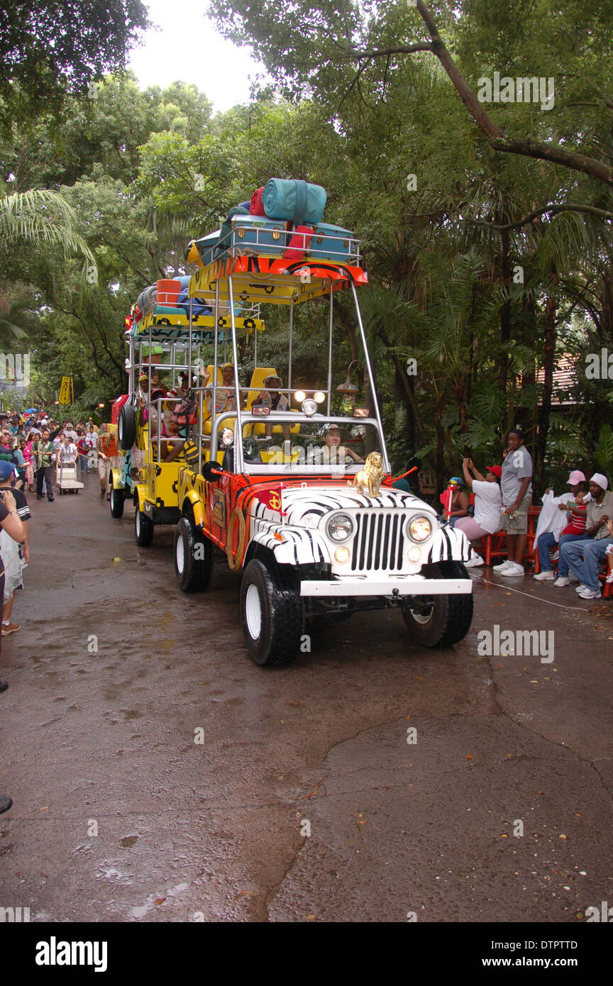 Decorative float parading at Mickey's Jamming Jungle Parade in Walt ...