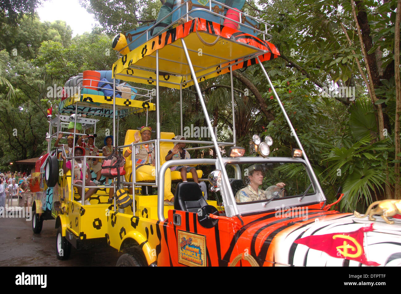 Decorative float parading at Mickey's Jamming Jungle Parade in Walt ...