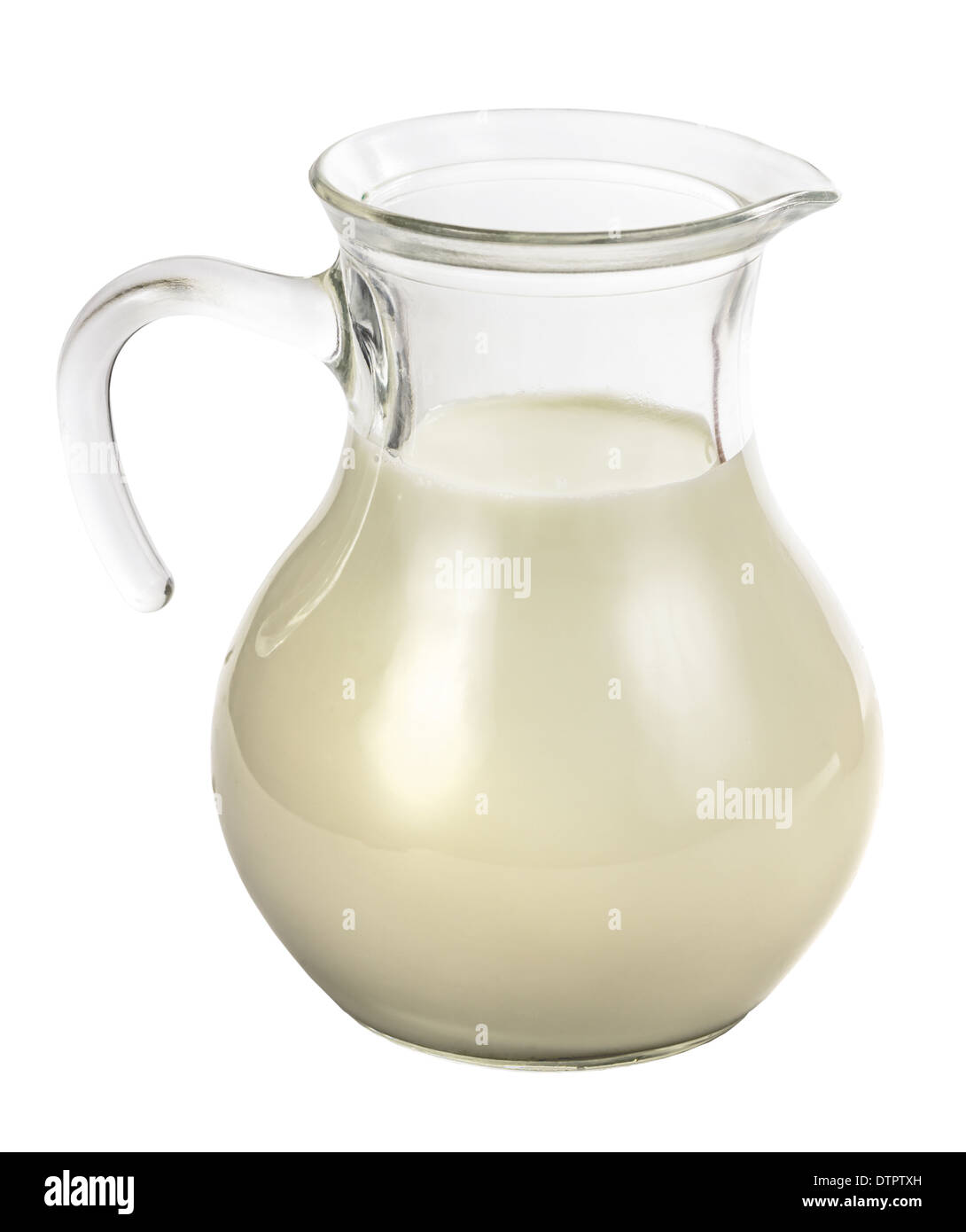 Clear glass jug with milk on a white background Stock Photo - Alamy