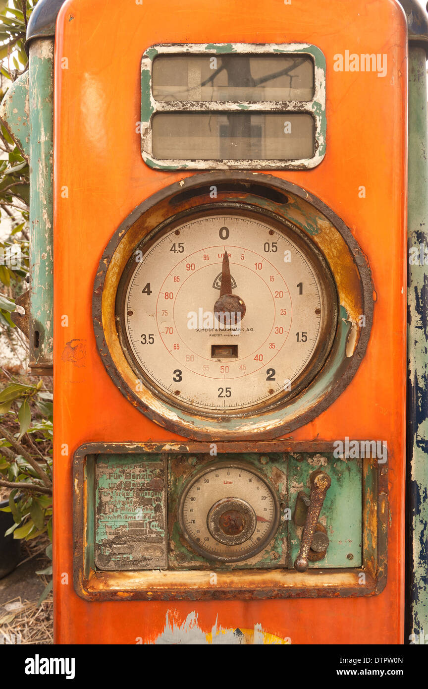 Old fashioned petrol diesel benzine fuel pump dispenser retro design ...
