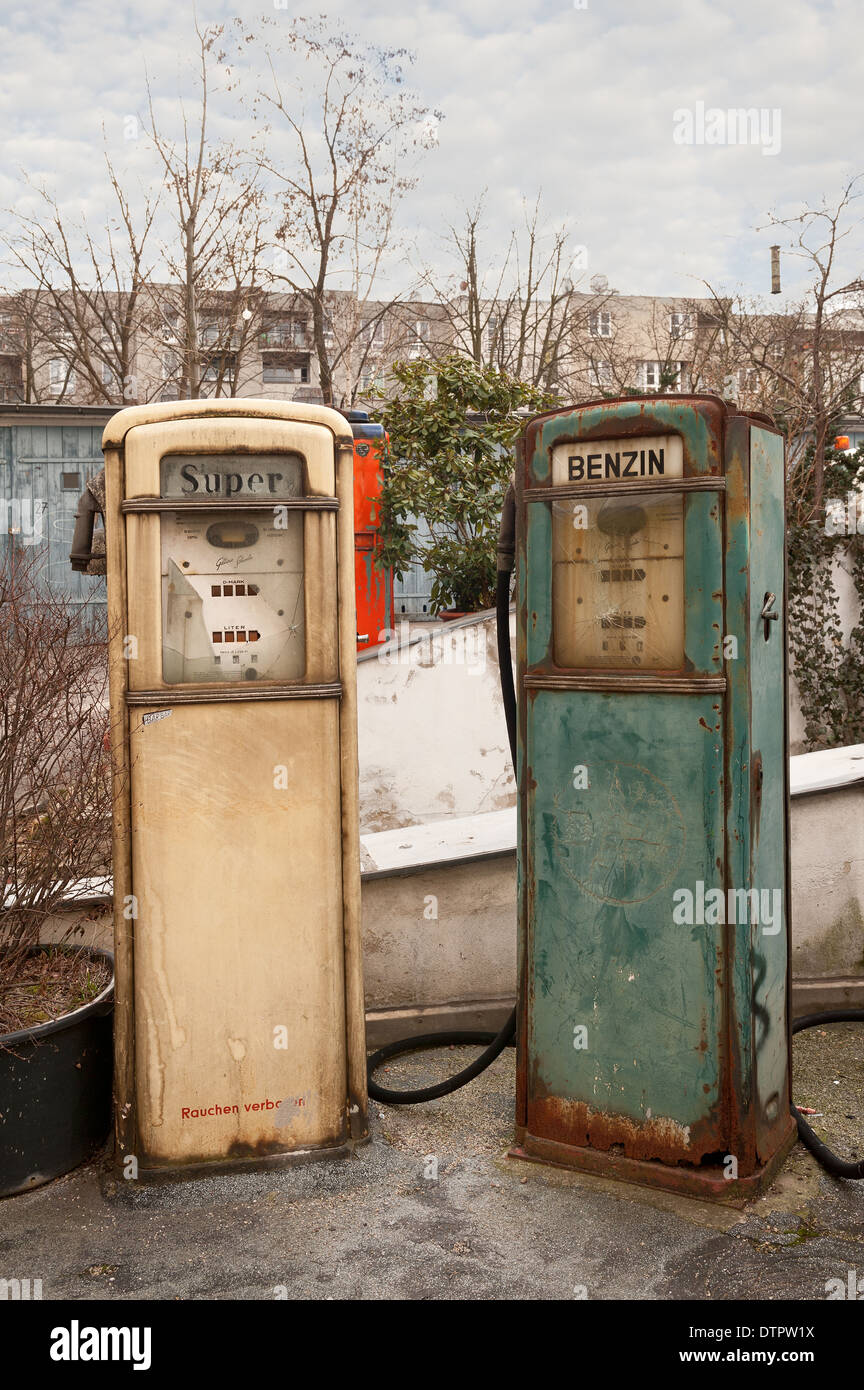 Old fashioned petrol diesel benzine fuel pump dispenser retro design ...