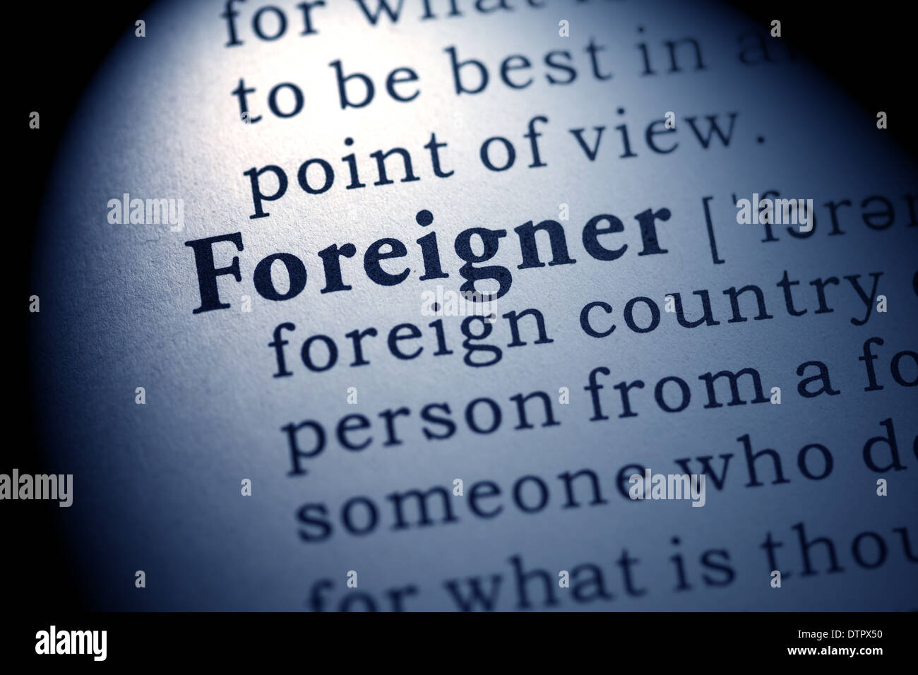 Fake Dictionary, Dictionary definition of the word foreigner Stock ...
