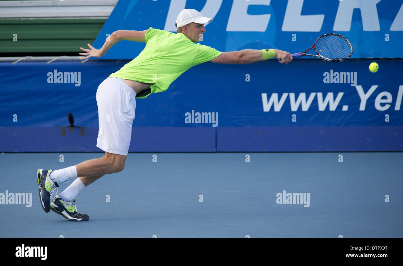 Delray, Florida, USA. 22nd Feb, 2014. KEVIN ANDERSON (RSA) in action ...