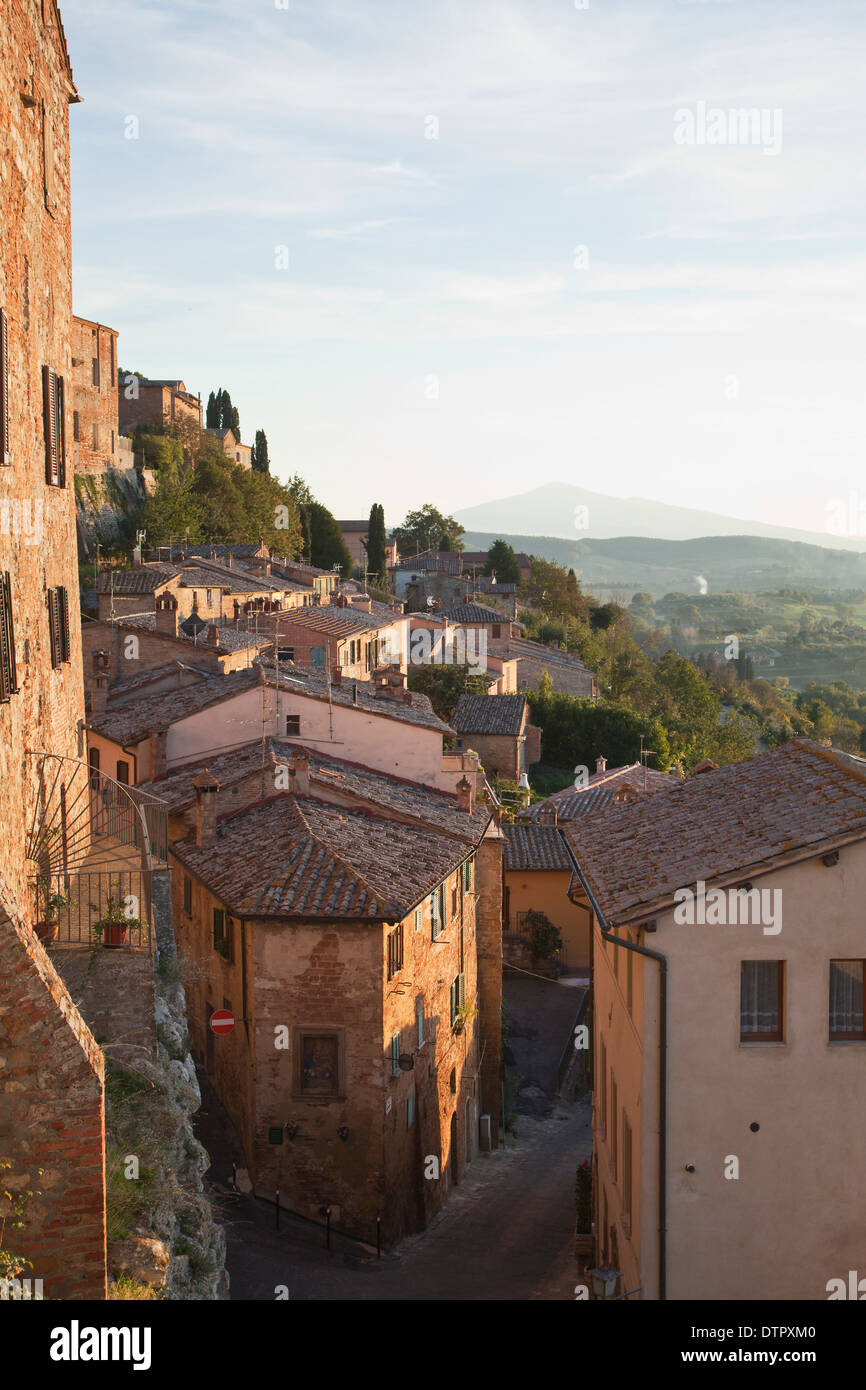 View over rooftops of Montepulciano, an old hill town in the Province ...