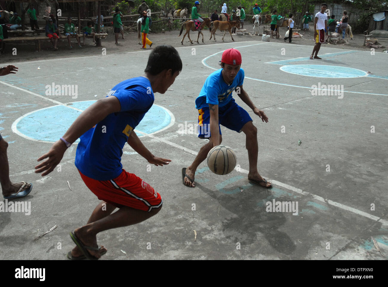 Locals playing basketball, Taal Volcano, Luzon, Philippines, Asia Stock ...