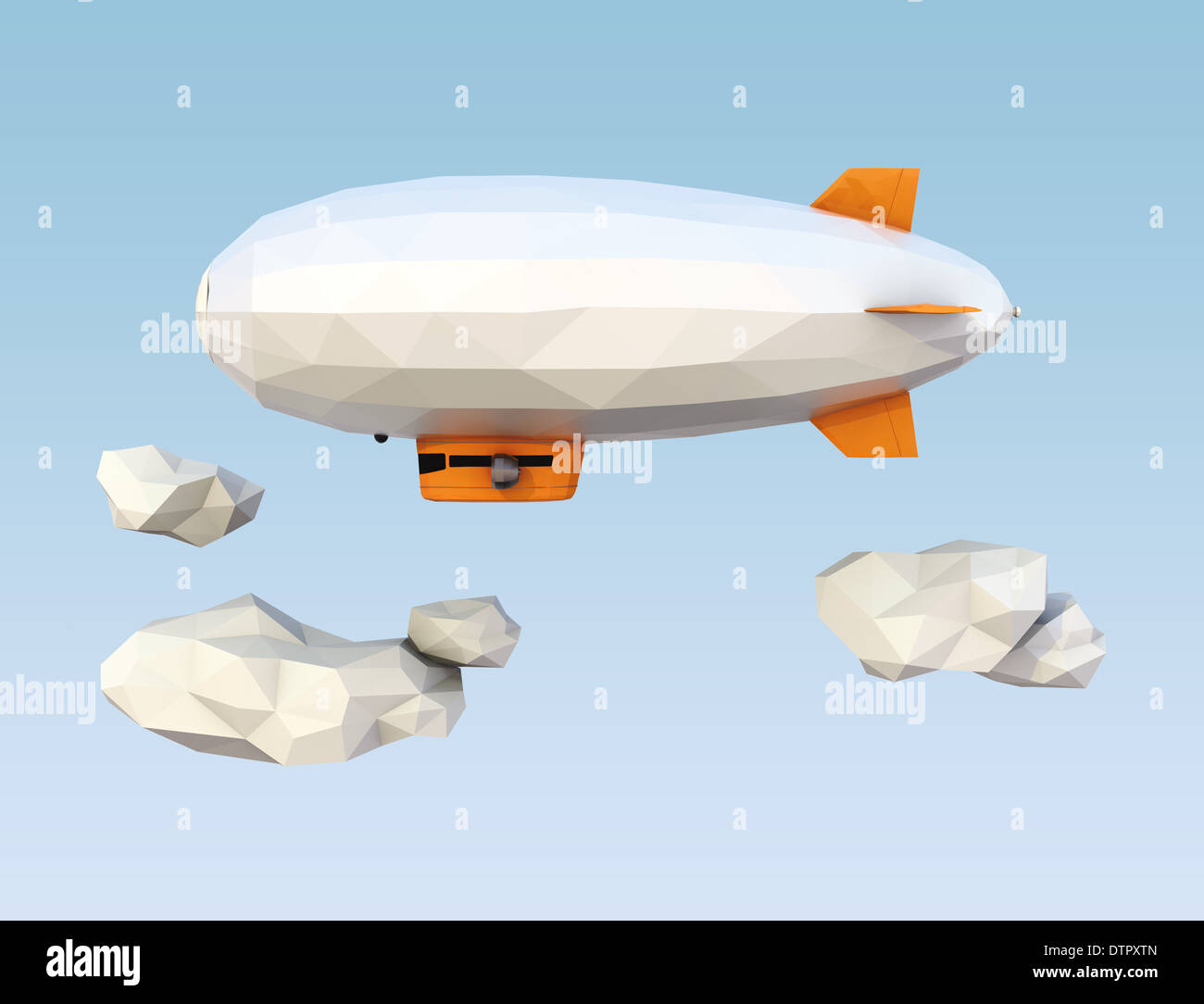 3D low poly blimp floating in the sky Stock Photo - Alamy