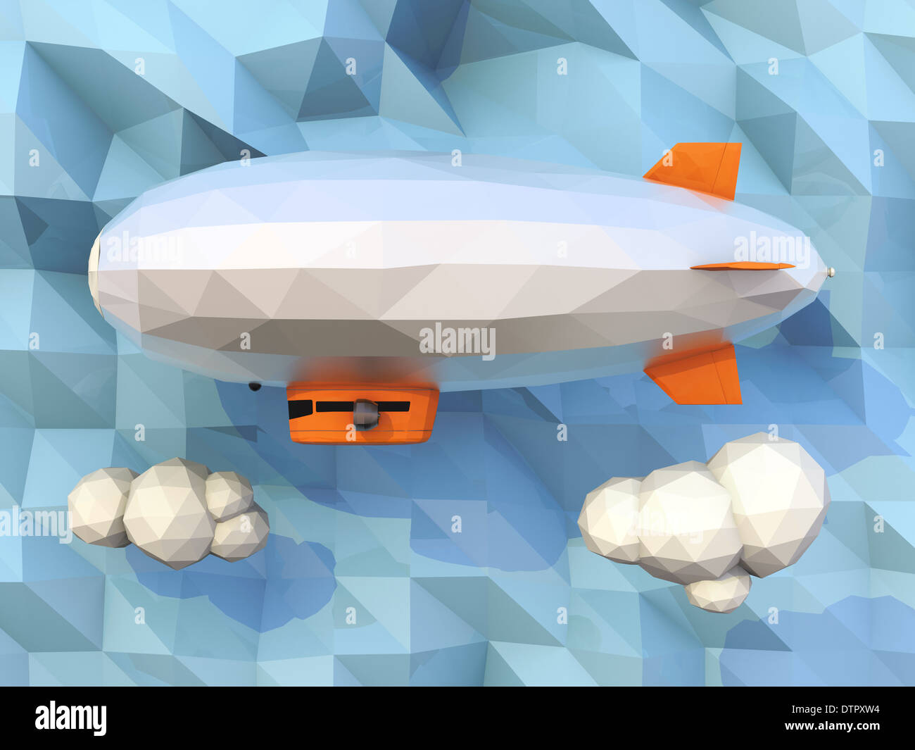 3D low poly blimp on geometry texture background Stock Photo - Alamy