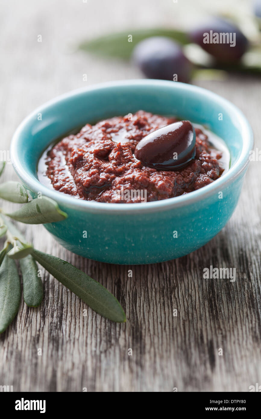 bowl with fresh olive paste made from kalamata olives Stock Photo - Alamy