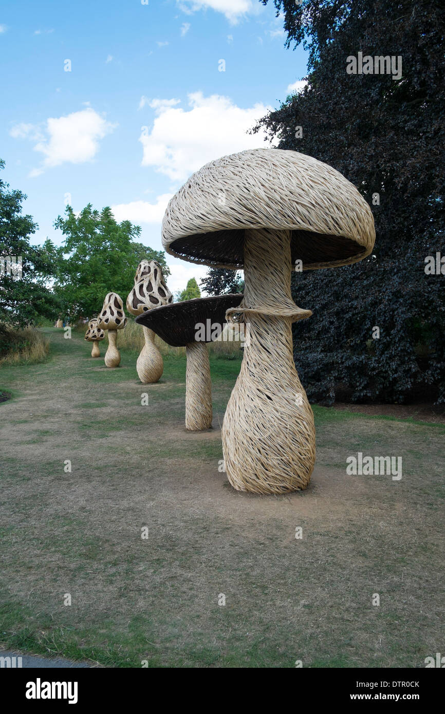 Art installation of mushrooms, Kew Royal Botanic Gardens, England Stock ...