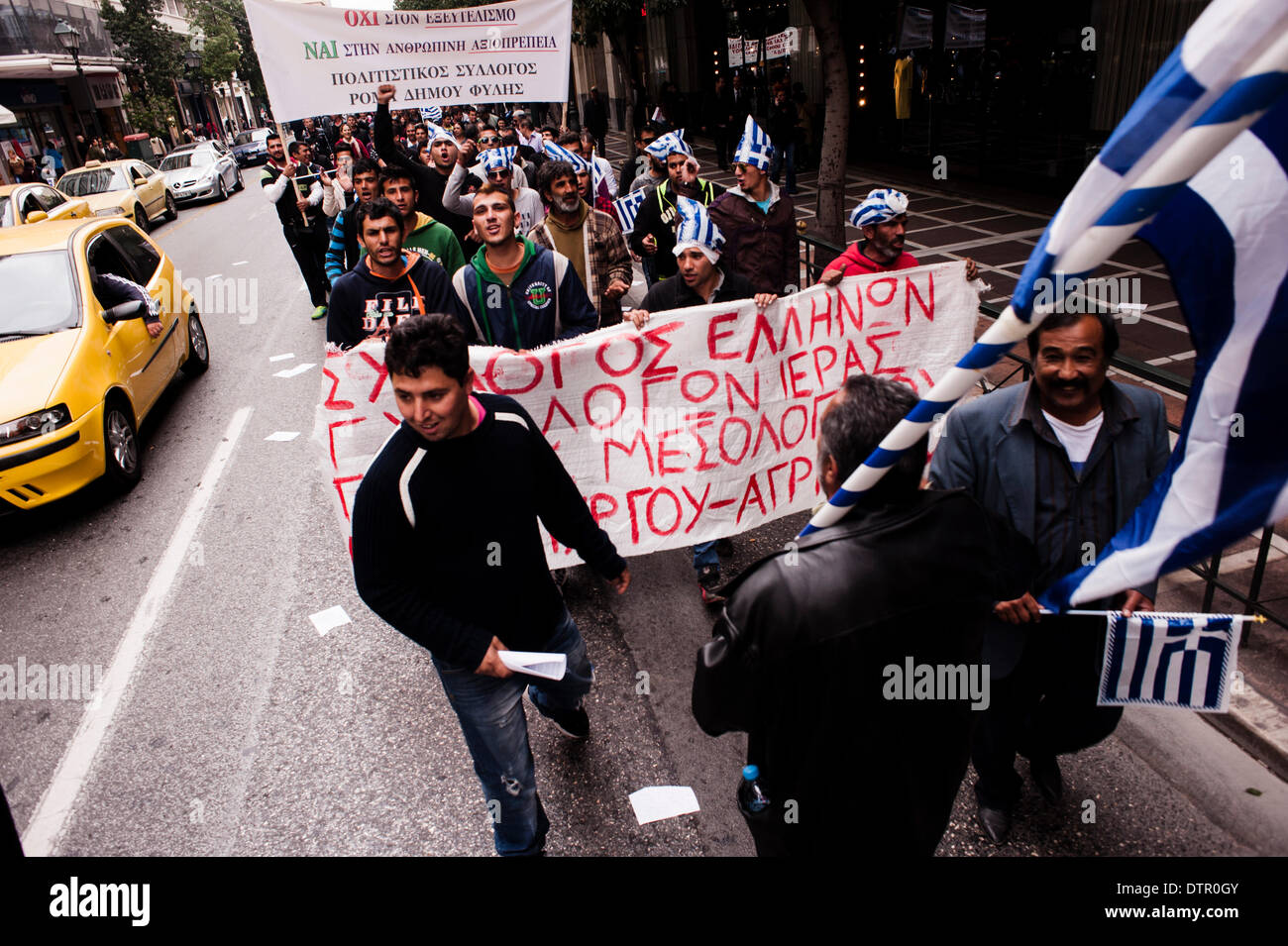 Athens, Greece. 21st Feb, 2014. Greek Roma community marched in ...