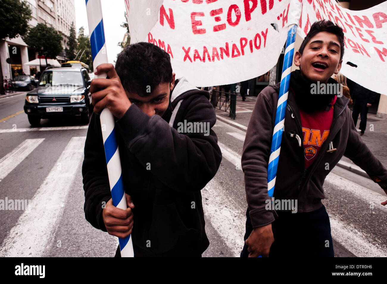 Athens, Greece. 21st Feb, 2014. Greek Roma community marched in ...