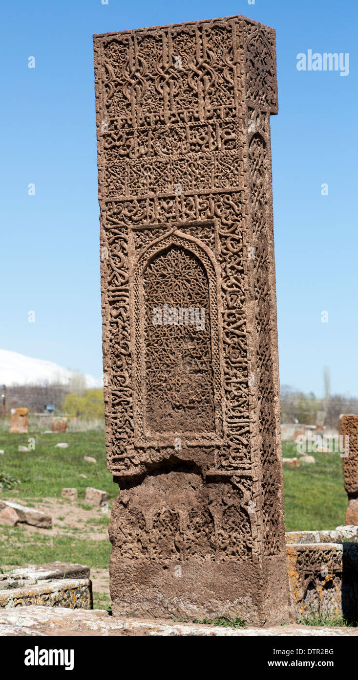 carved stone tombstone, Ahlat, Bitlis Province, Eastern Anatolia Region ...
