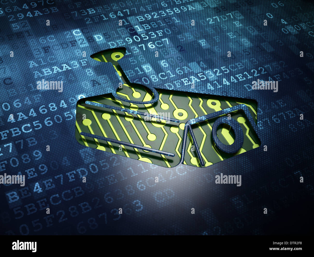 Safety concept: Cctv Camera on digital screen background Stock Photo ...