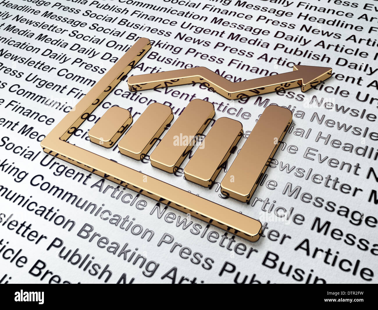 News concept: Golden Growth Graph on News background Stock Photo - Alamy