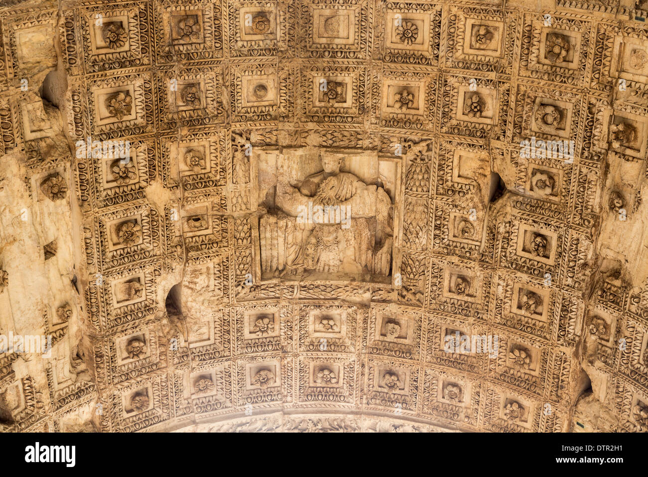 detail of carving of coffers on soffit, The Arch of Titus, Roman Forum ...