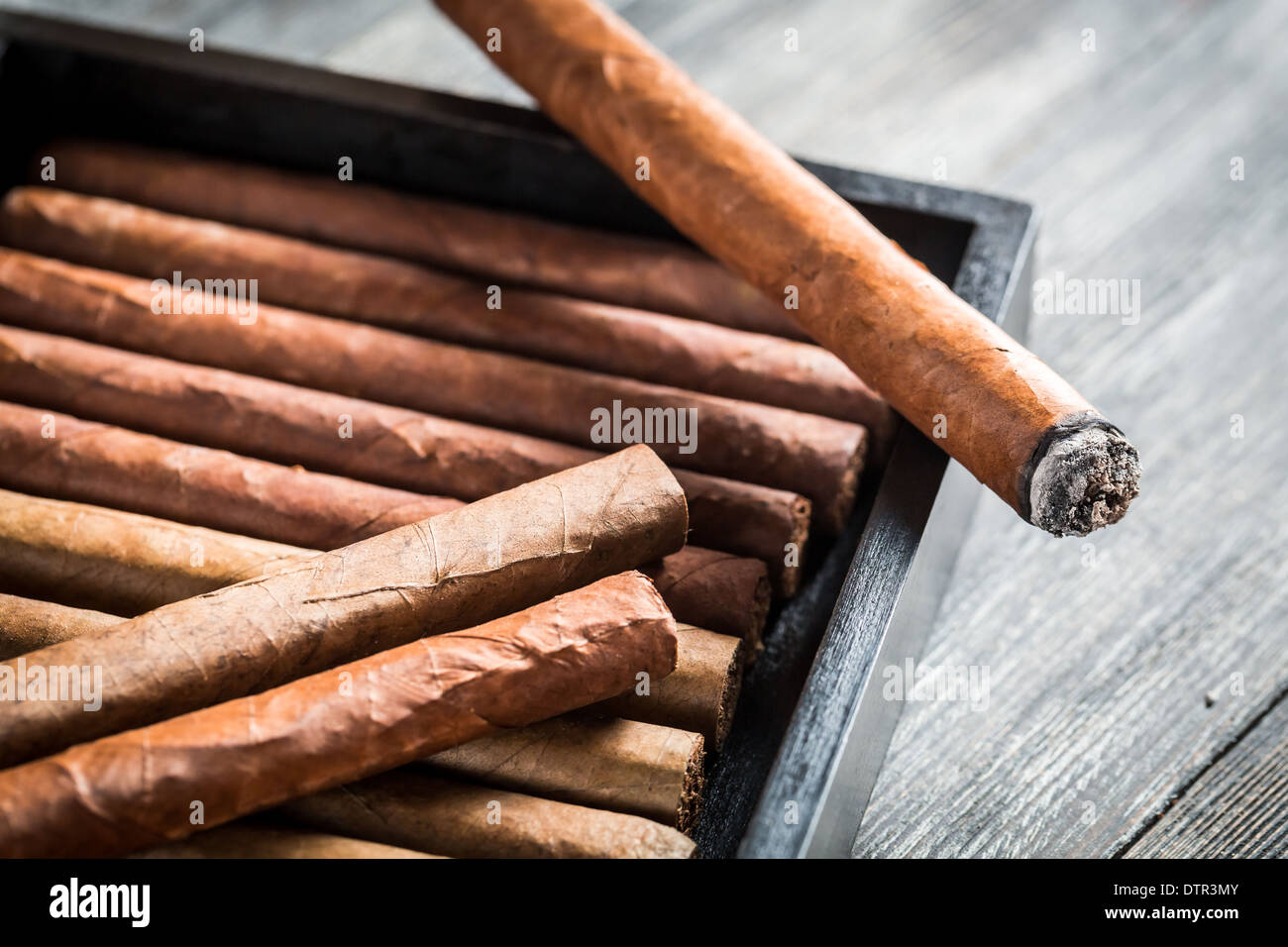 Burning cigar with cigar smoke hi-res stock photography and images - Alamy