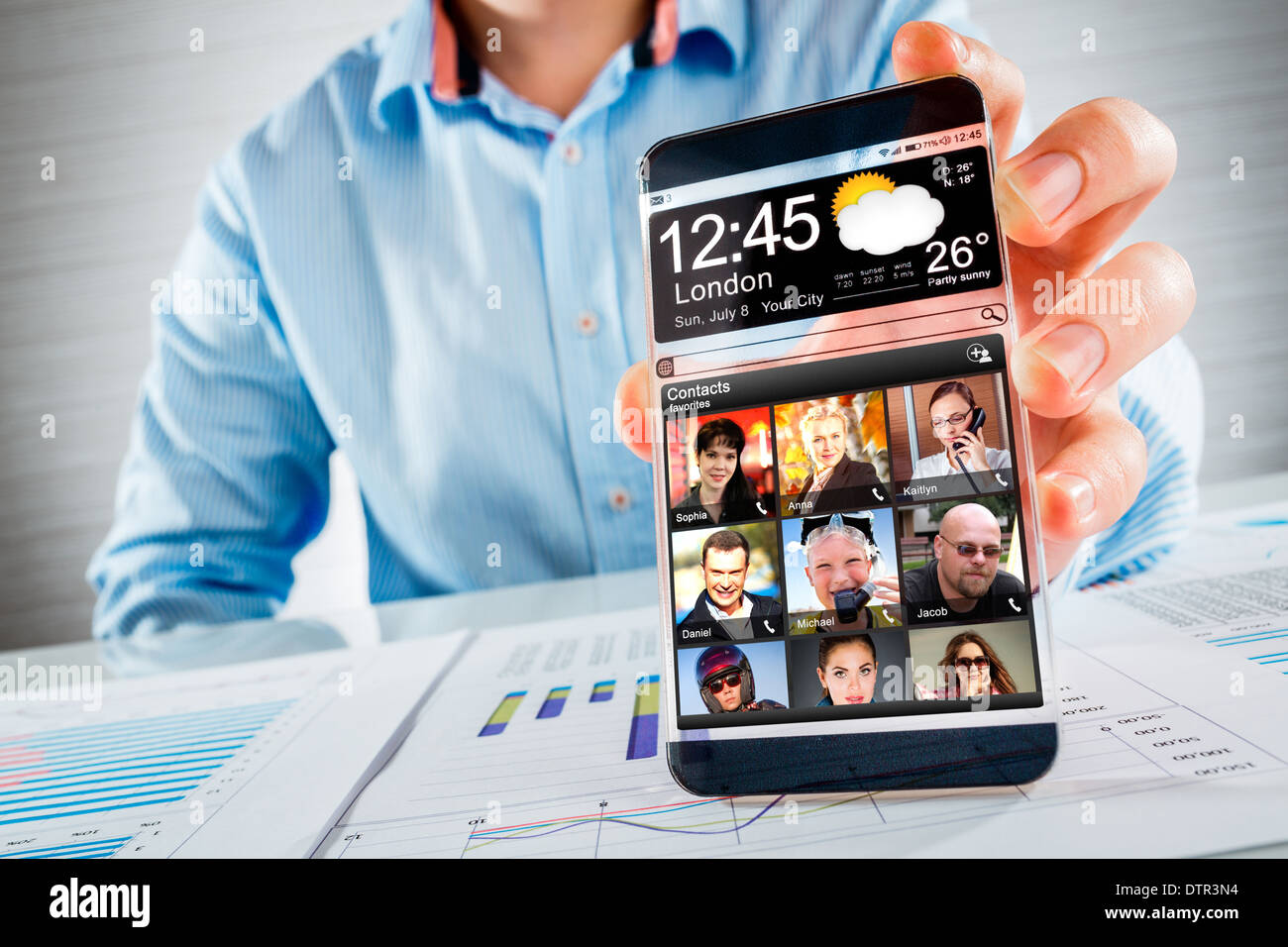 Smartphone with transparent screen in human hands Stock Photo - Alamy