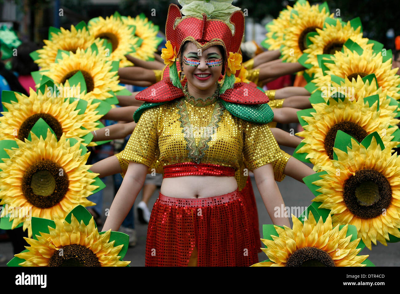 Makati City, Philippines. 23rd Feb, 2014. Students dressed in colorful ...