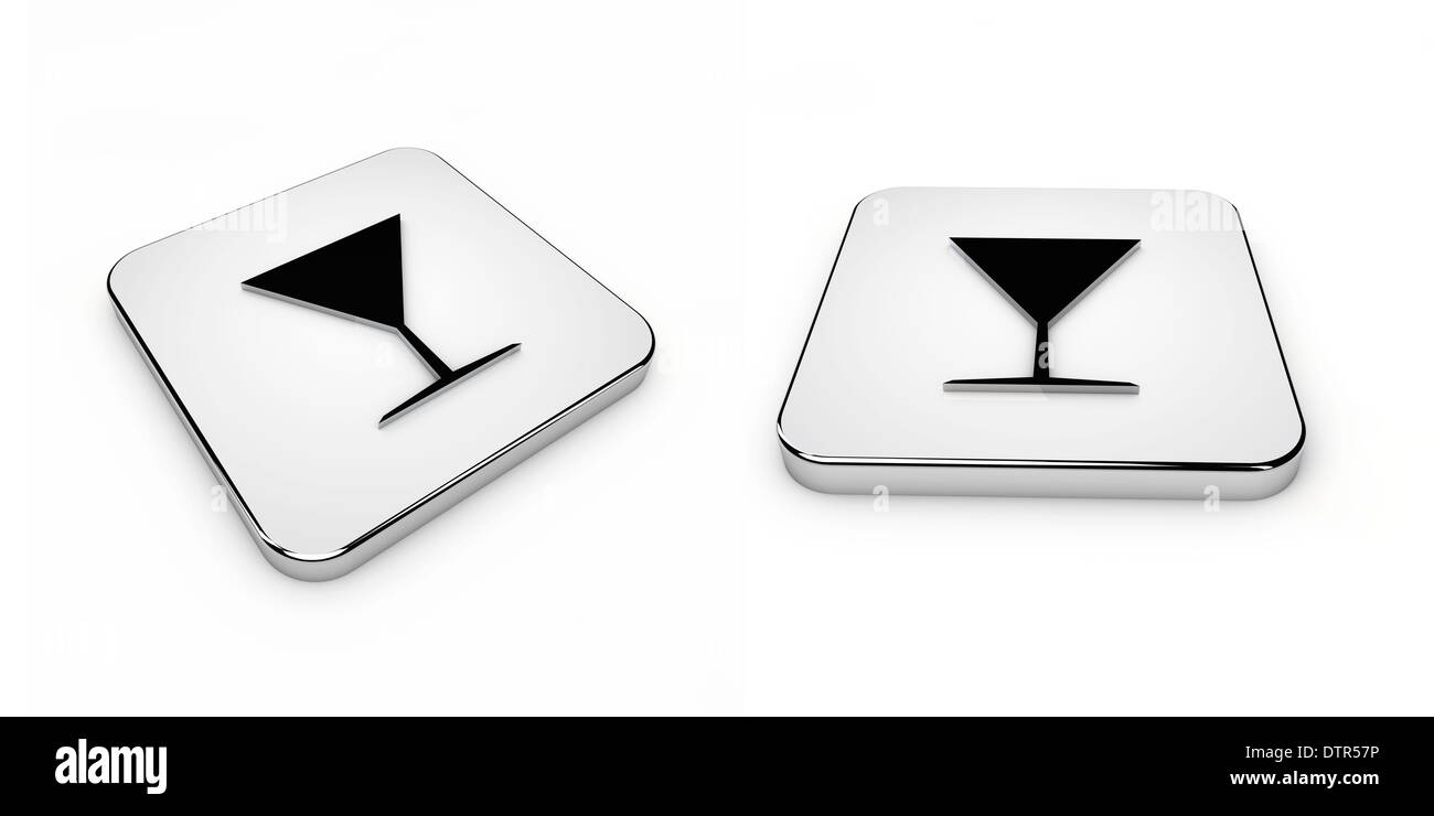 modern push button with martini glass isolated on white background ...