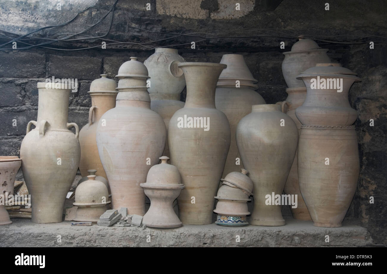 MOROCCO; NR. FEZ; ART NAGHILE POTTERY AND TILE WORKSHOP; POTS AWAITING ...