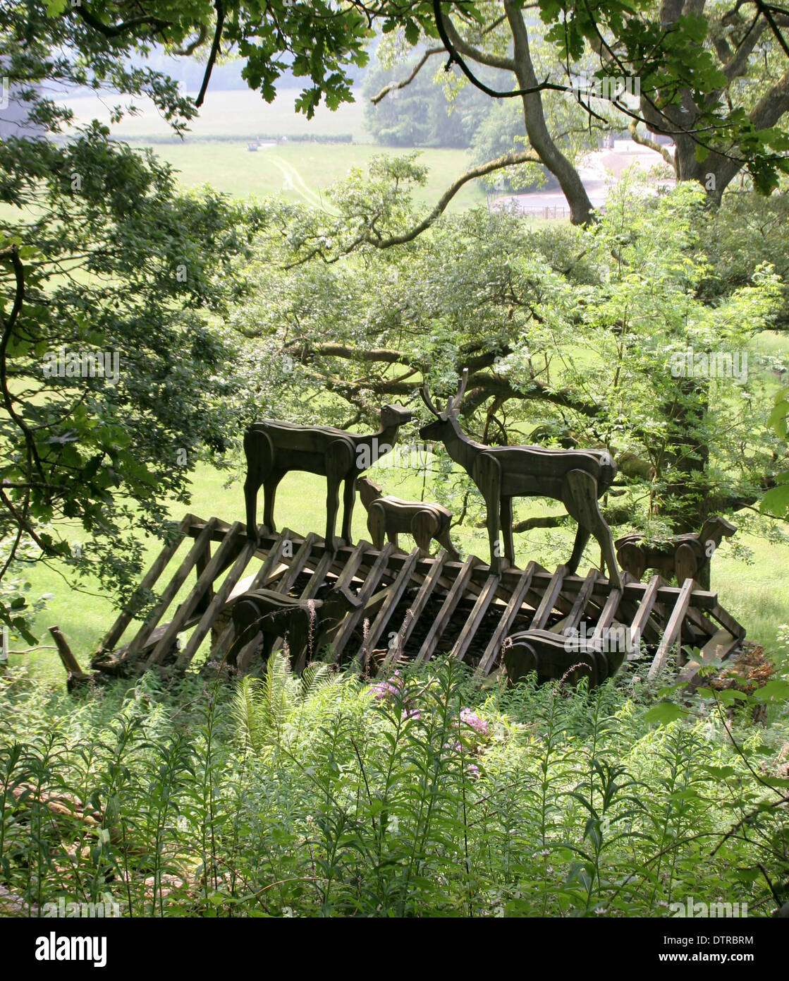 Sculpture Trail deer Grizedale Forest Cumbria England UK Stock Photo ...