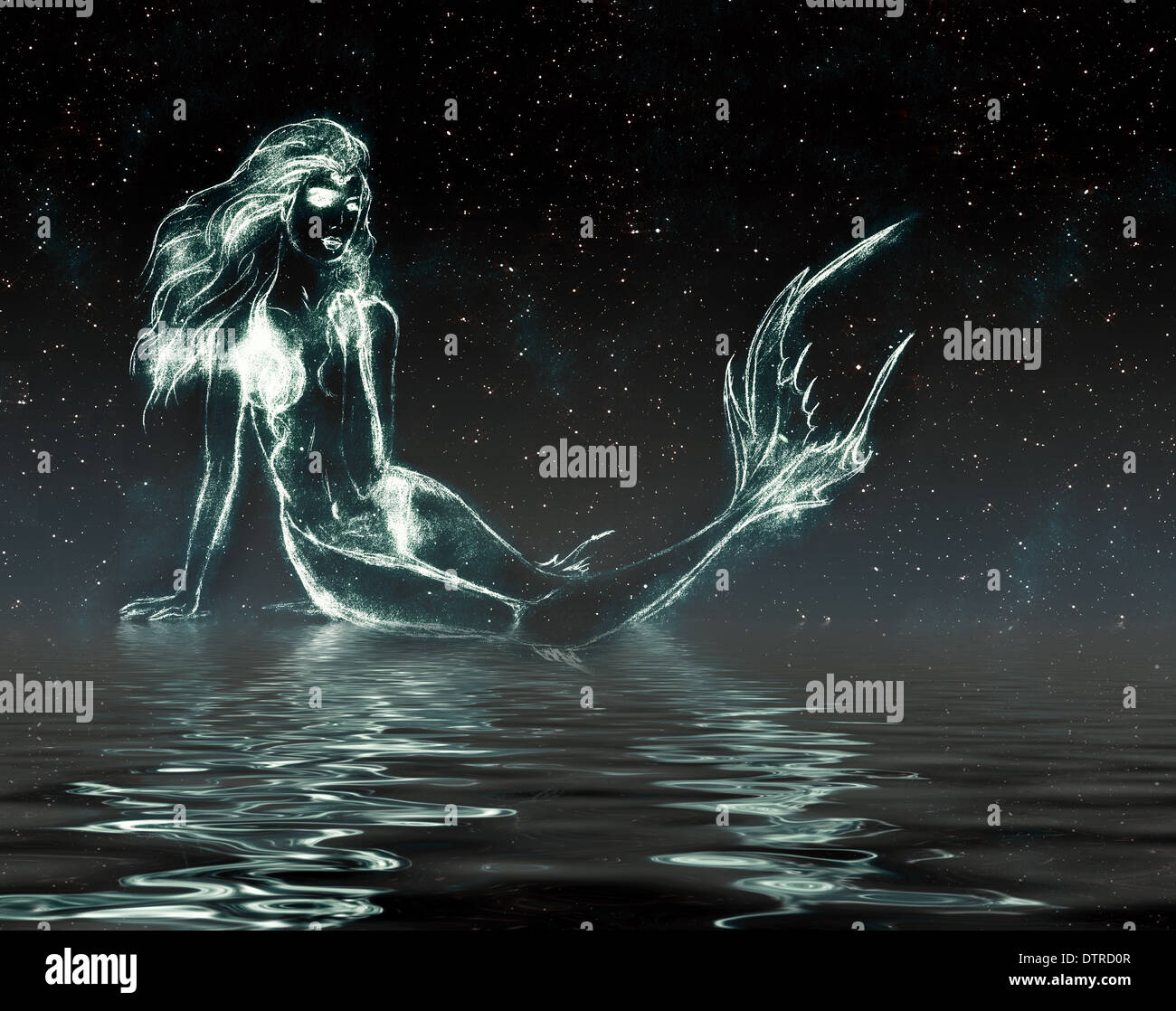 mermaid in the starry sky Stock Photo - Alamy