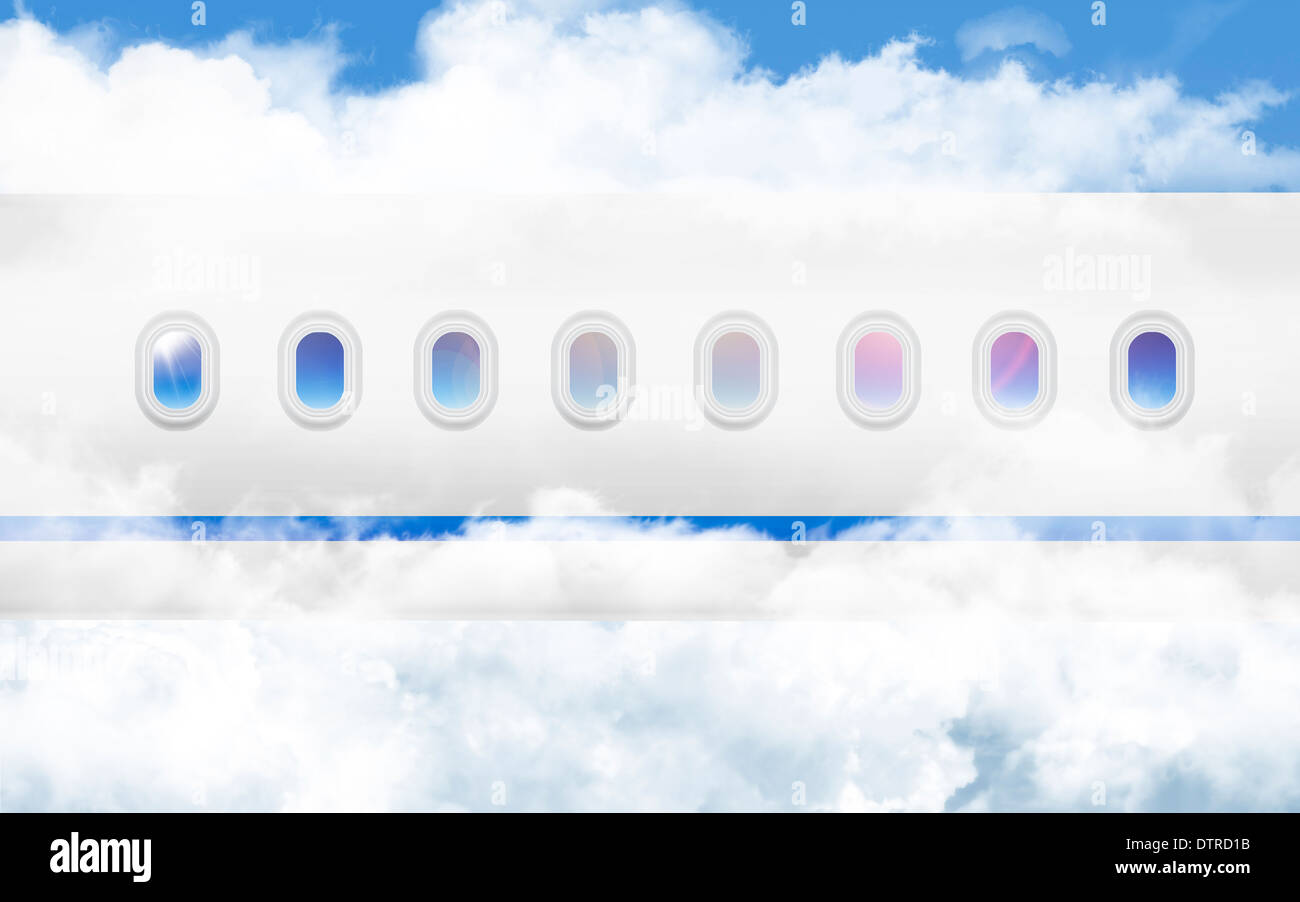 Aircraft s Porthole, plane flight Stock Photo - Alamy
