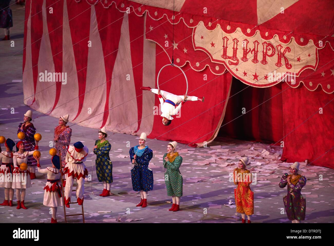 Sochi, Russia. 23rd February 2014. A group of clowns and artists ...