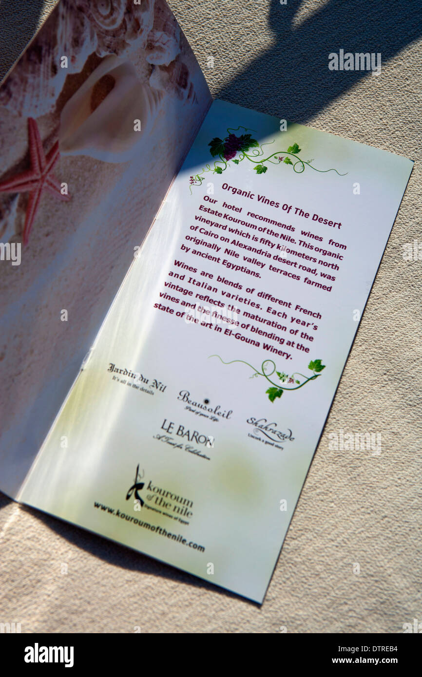 All inclusive menu../ Red Sea hotels Stock Photo - Alamy