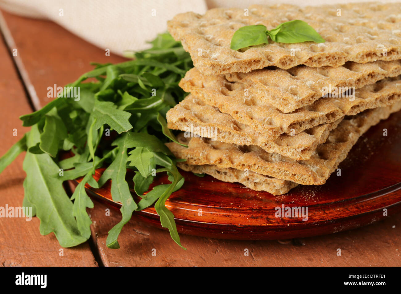 stack of dietary whole wheat crisp bread - healthy eating Stock Photo ...