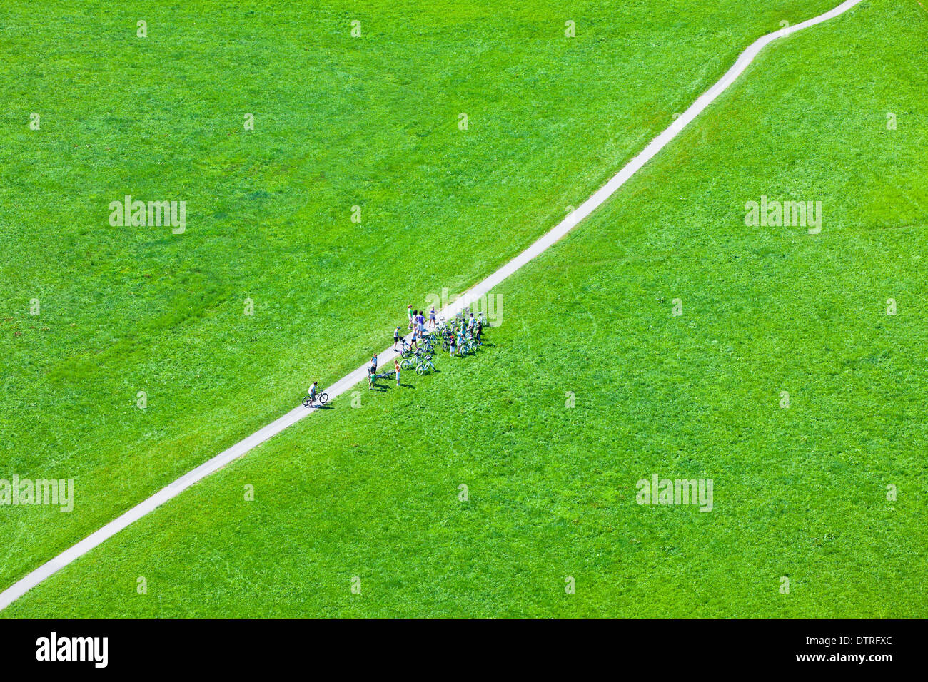 Walking footpath in green field. Horizontal shot Stock Photo - Alamy