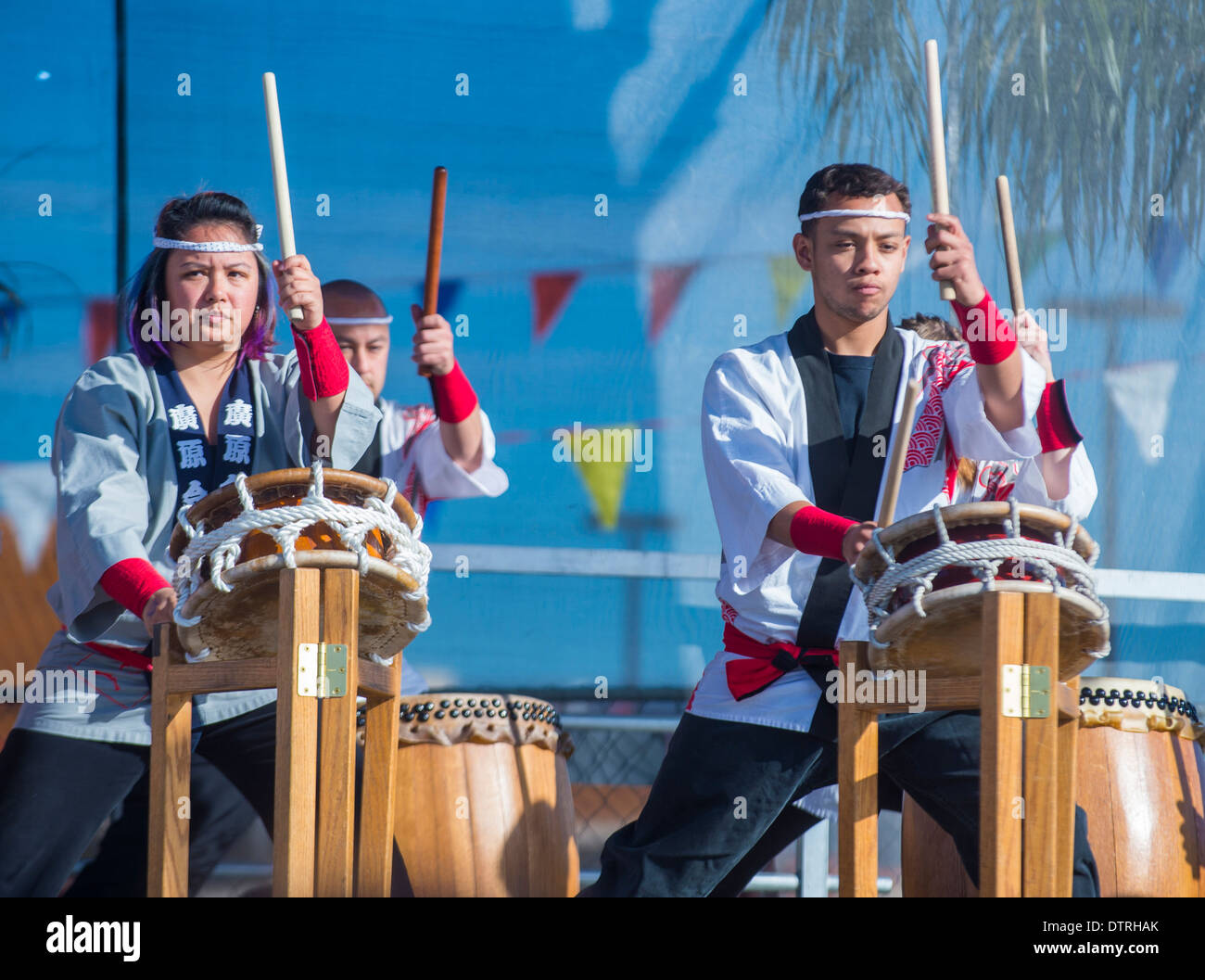 Japanese Taiko drummers perform at the Chinese New Year celebrations ...