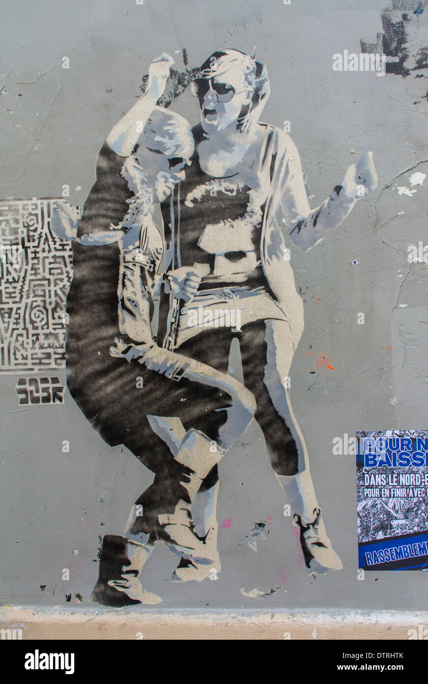 Paris, France., French Wall Art, Graffiti Illustration, in Belleville ...