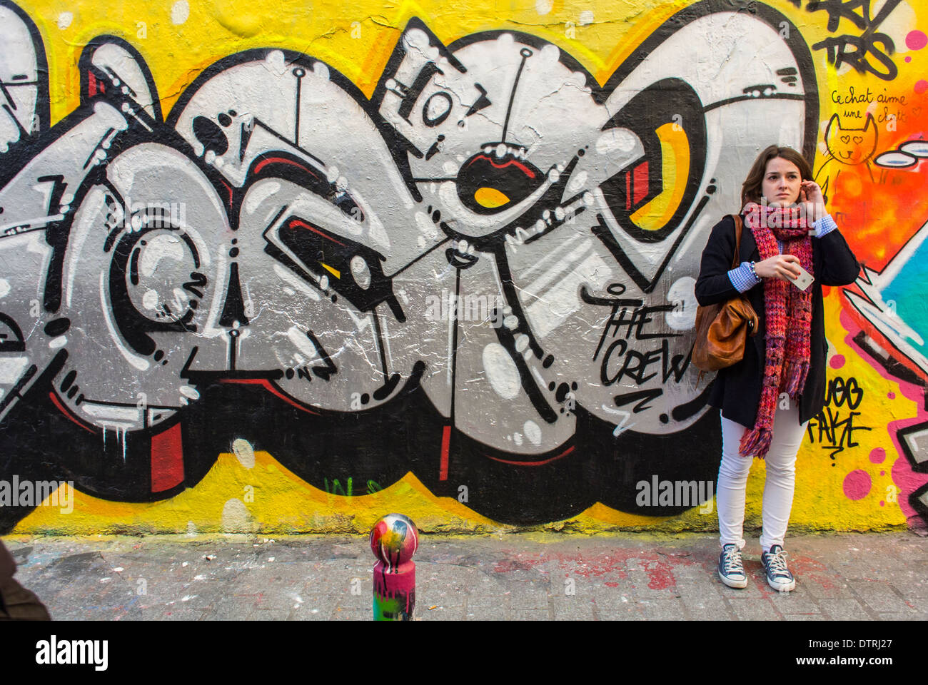 Paris, France., French Wall Art, Graffitti Painting Illustration, in ...