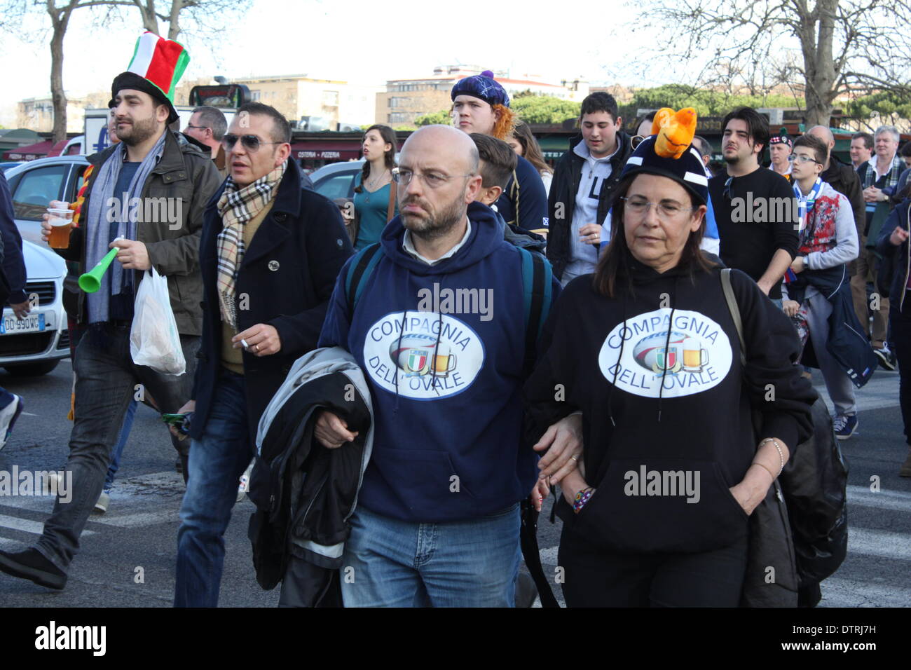 Rome, Italy. 22nd February 2014. rugby fans outside the olympic stadium ...