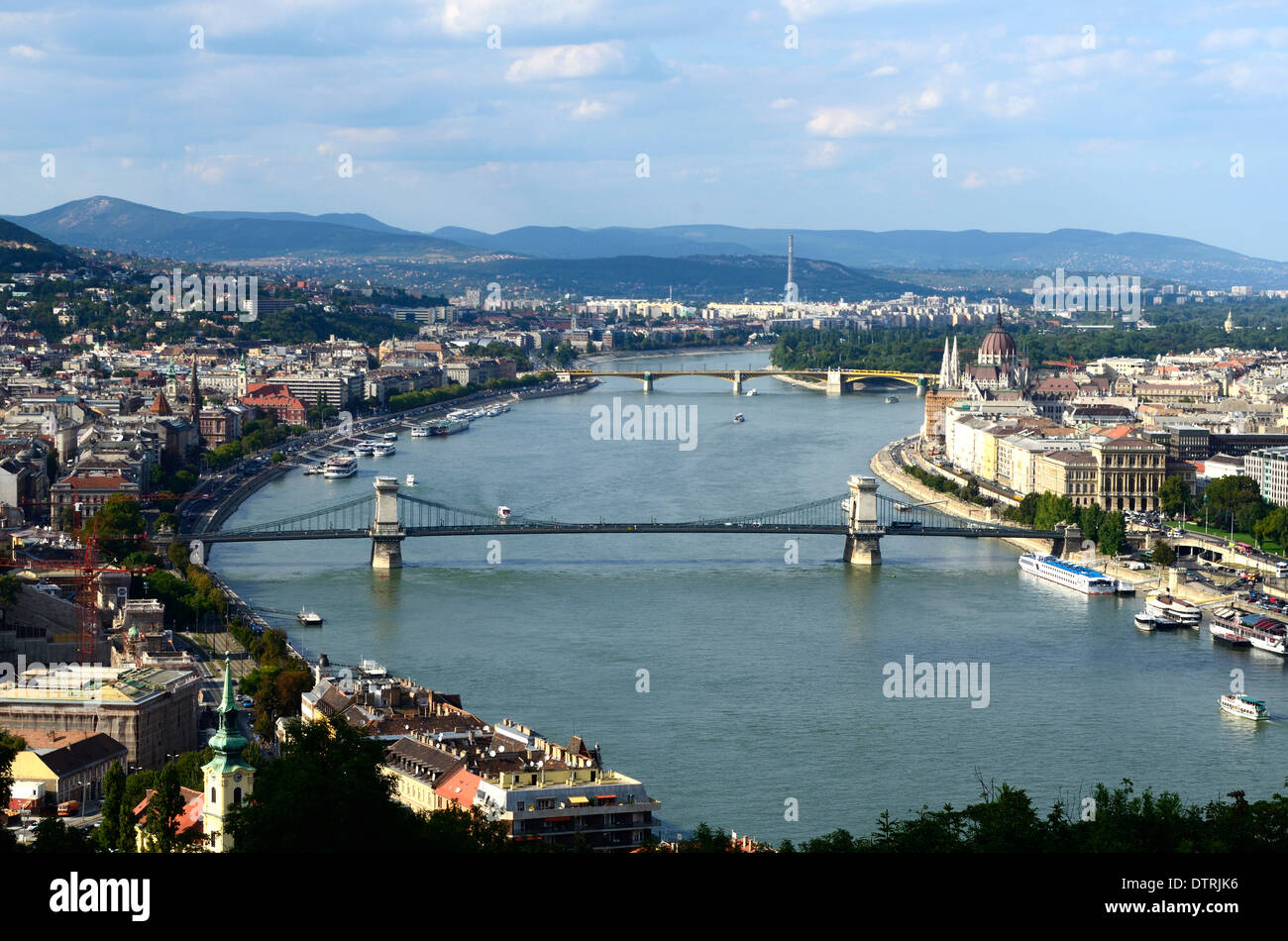 Budapest Hungary view of the city with the river Danube from Citadel in ...
