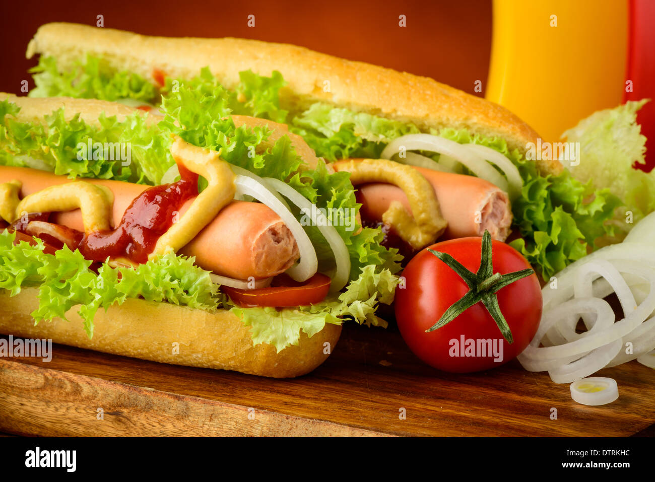 still life with traditional hot dog and vegetables Stock Photo - Alamy