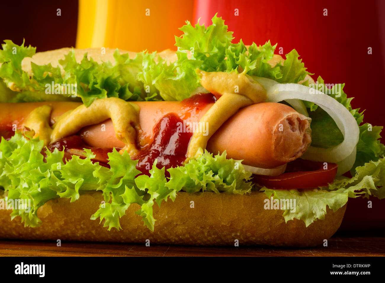 still life with traditional homemade hot dog closeup detail Stock Photo ...
