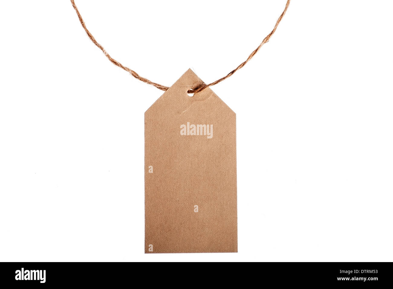 Color shot of a tag with a rope, isolated on white Stock Photo - Alamy