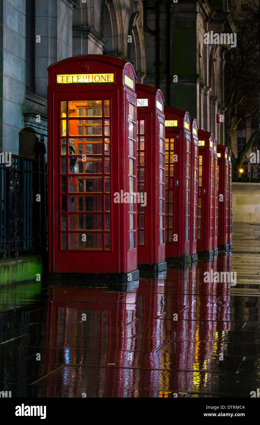 Row of telephone boxes hi-res stock photography and images - Alamy