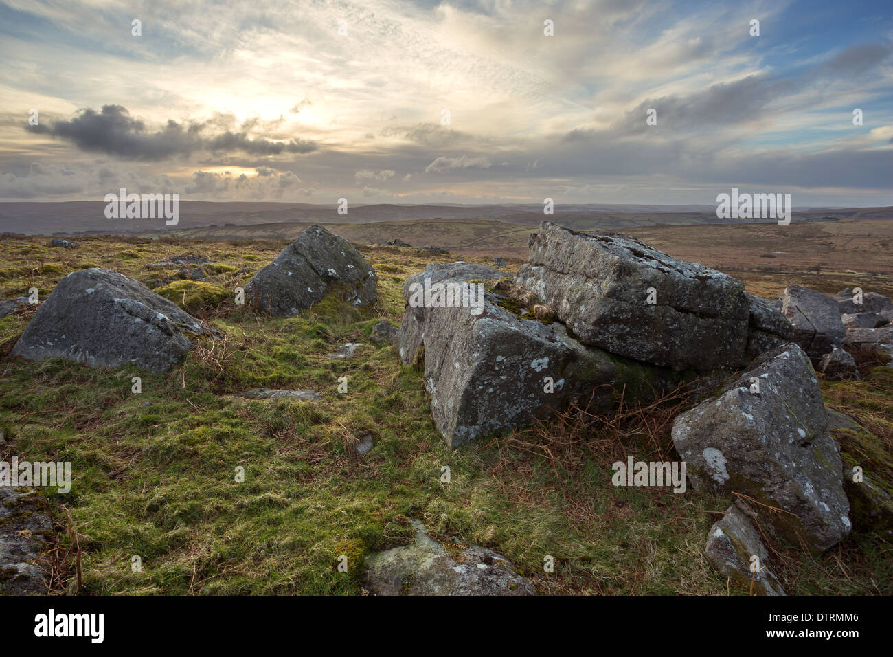 Sunset from Rippon tor Dartmoor national park Devon Uk Stock Photo - Alamy