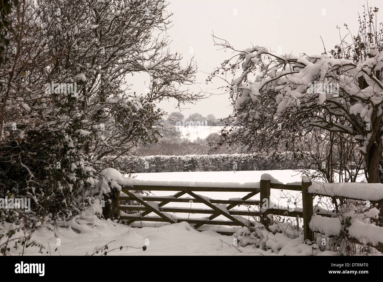 Snowy Farm gateway Stock Photo - Alamy
