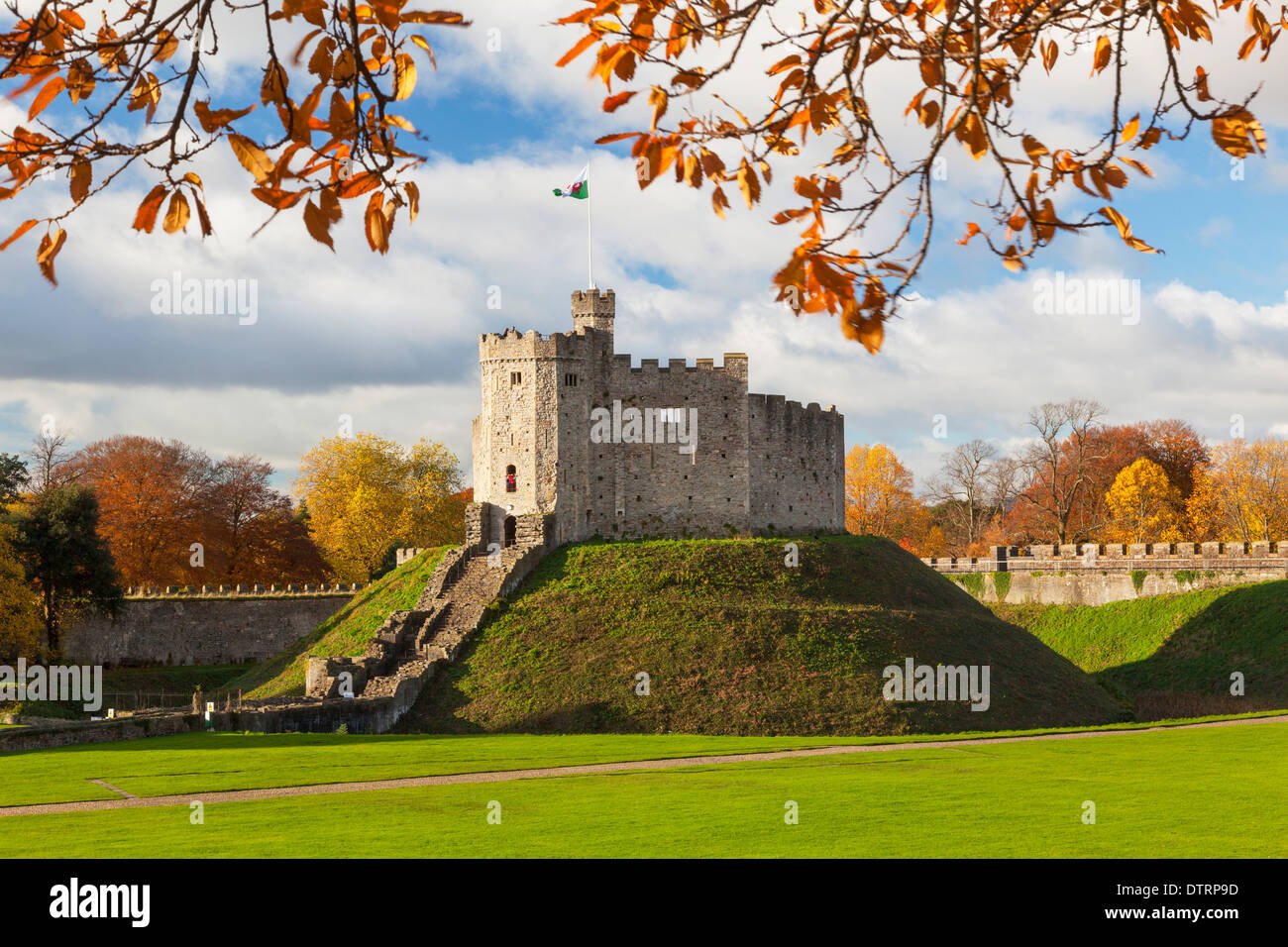 Cardiff Castle in Autumn, Norman Keep, Cardiff, Wales, UK Stock Photo ...