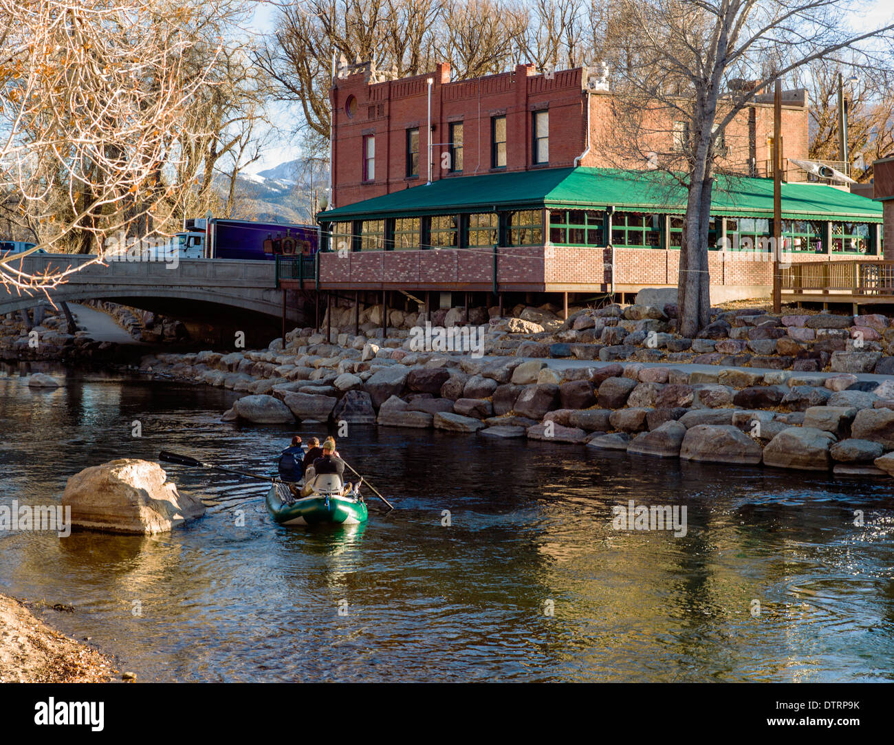 The Arkansas RIver runs through the downtown historic district of the ...