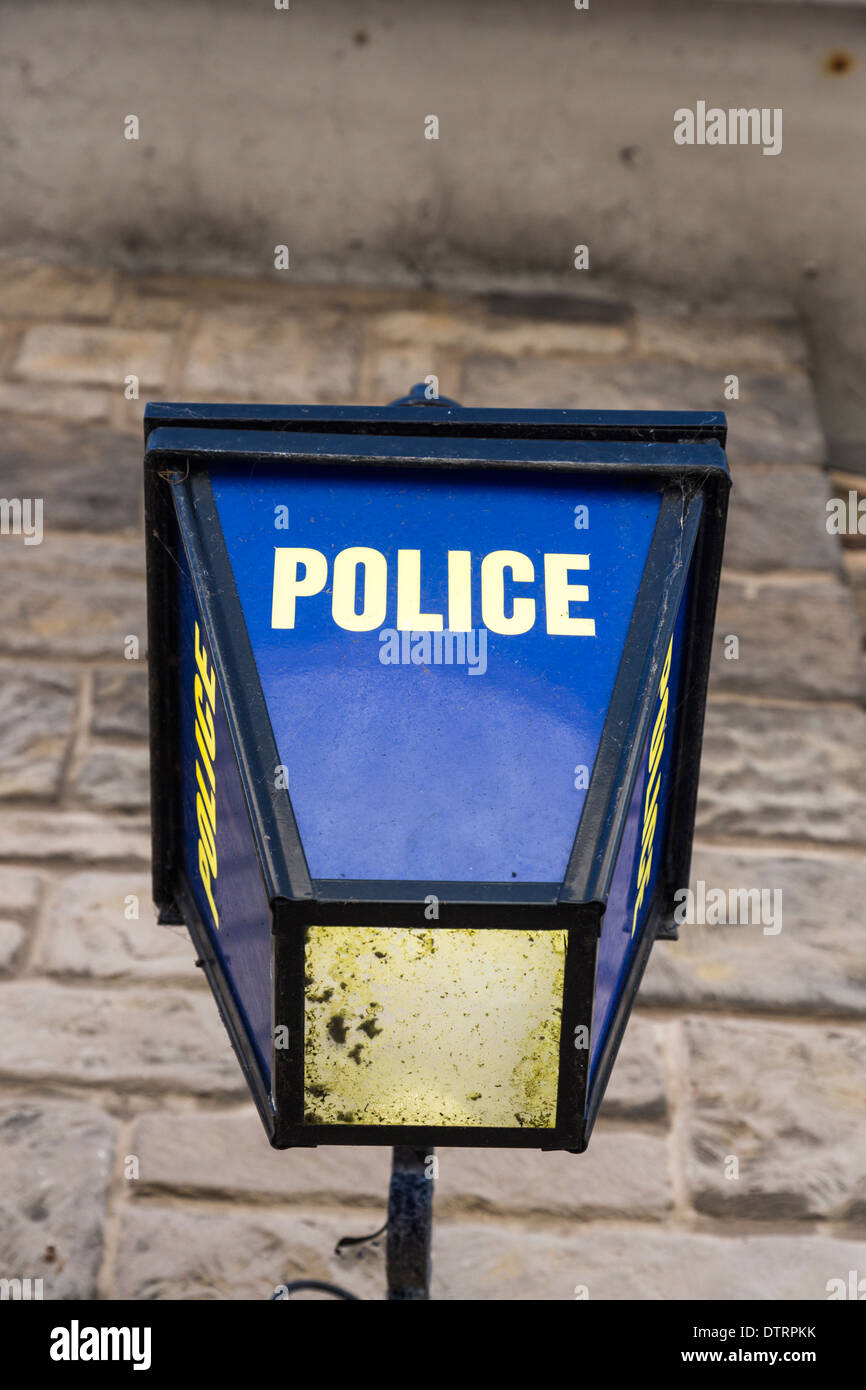 Police blue lamp outside police station in Yarmouth, Isle of Wight, UK ...