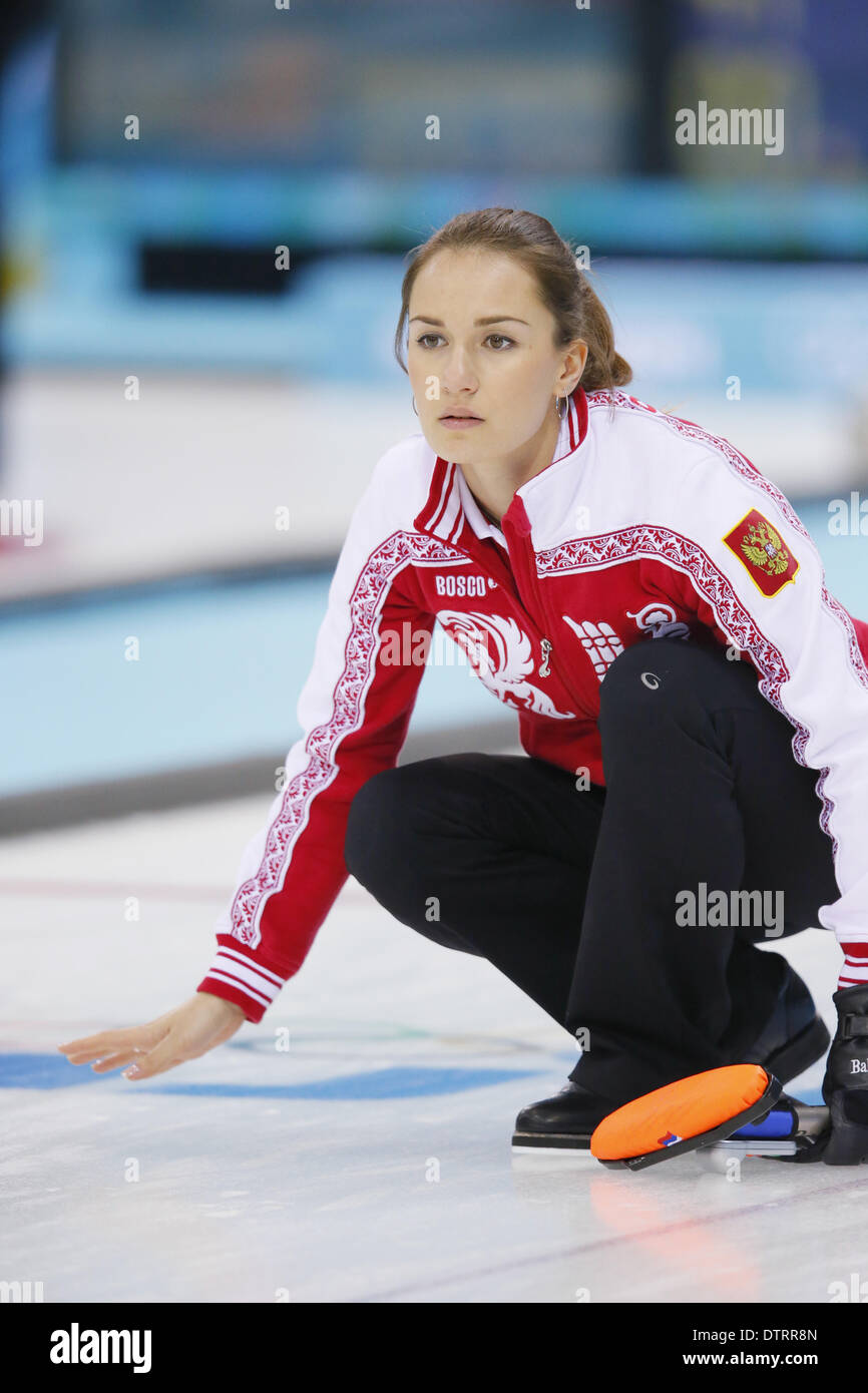Sochi, Russia. 17th Feb, 2014. Anna Sidorova (RUS) Curling : Women's ...