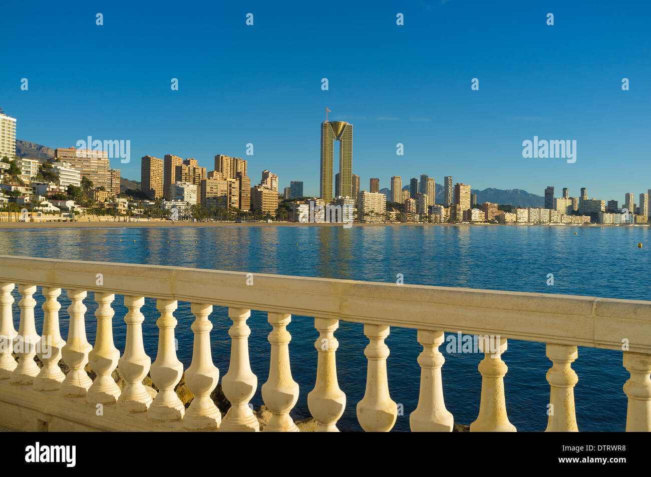 View of the sunny Mediterranean beach resort of Benidorm Stock Photo ...