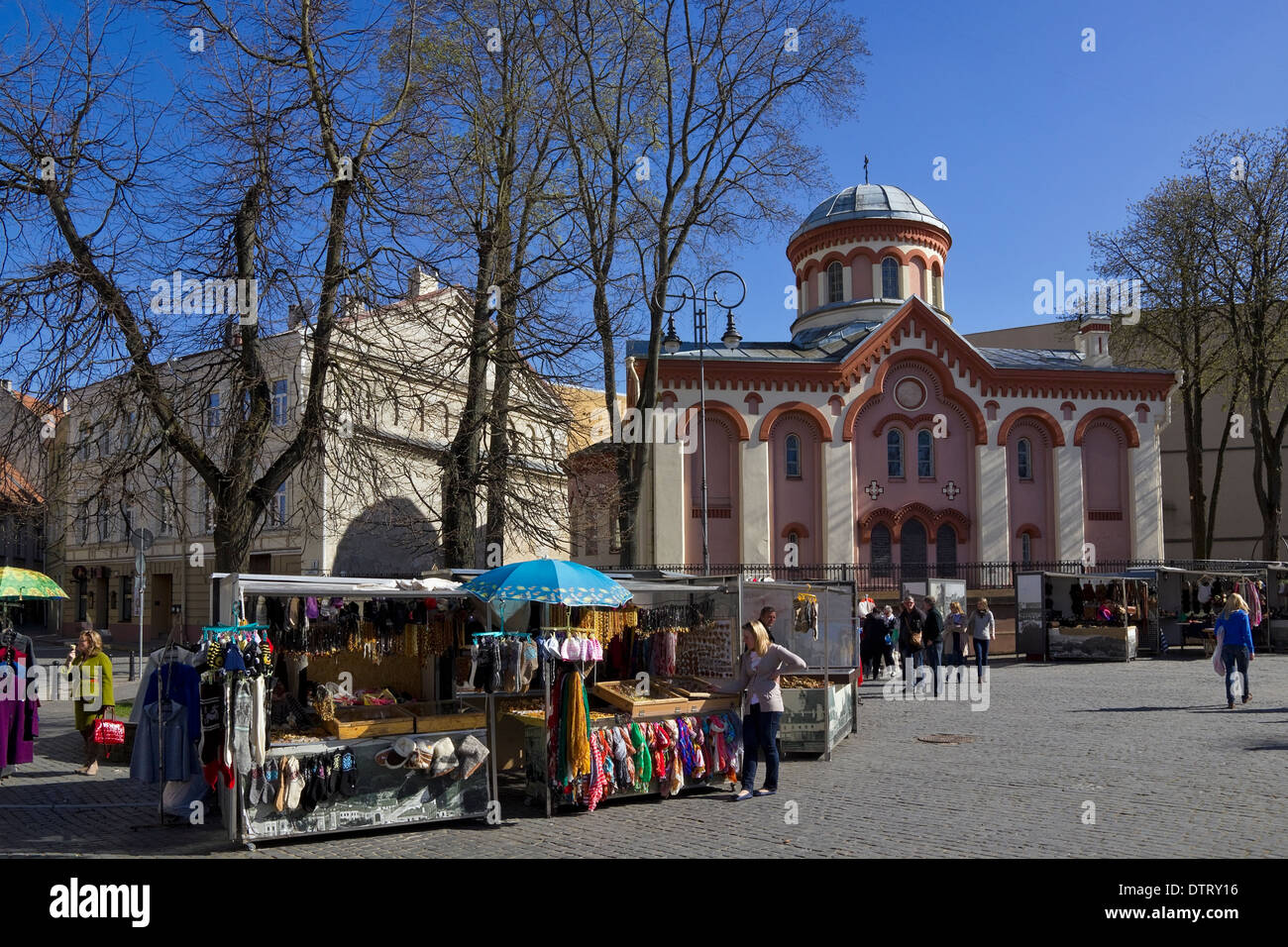 The first warm spring sunny day in Vilnius on May 01, 2013. On the ...